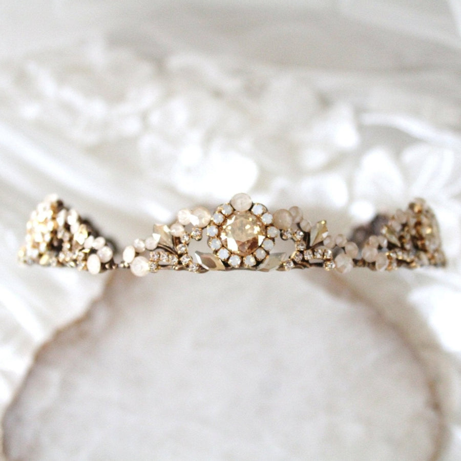 Antique gold Vintage style Bridal tiara headpiece - NAOMI – Treasures ...